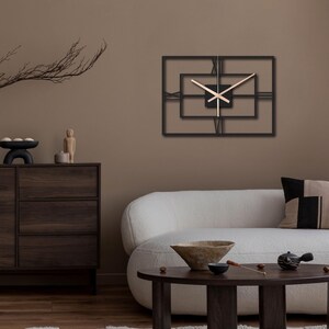 Rectangle Line Large Wall Clock,handmade Metal Wall Clock, Unique ...