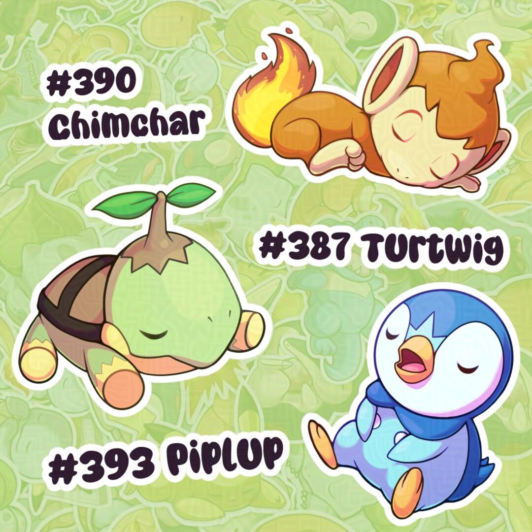 PKMN Turtwig, Chimchar and Piplup Sleepy Sinnoh Starters Glossy Vinyl ...