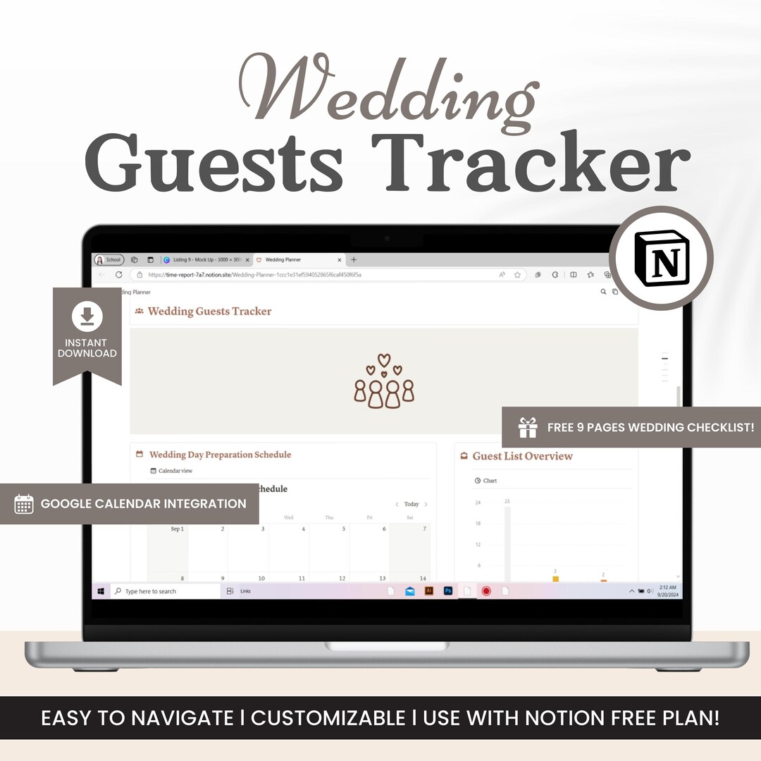 Notion Wedding Planner Template, Digital Event Planner Wedding ...