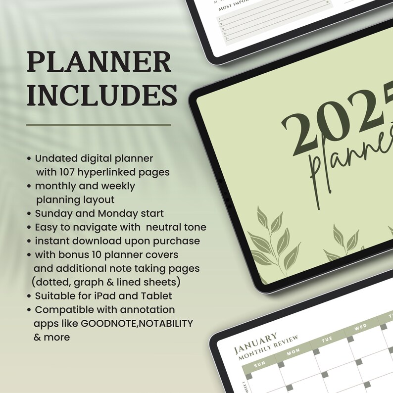 Minimalist Digital Planner, Daily Weekly Monthly Planner, Goodnotes ...