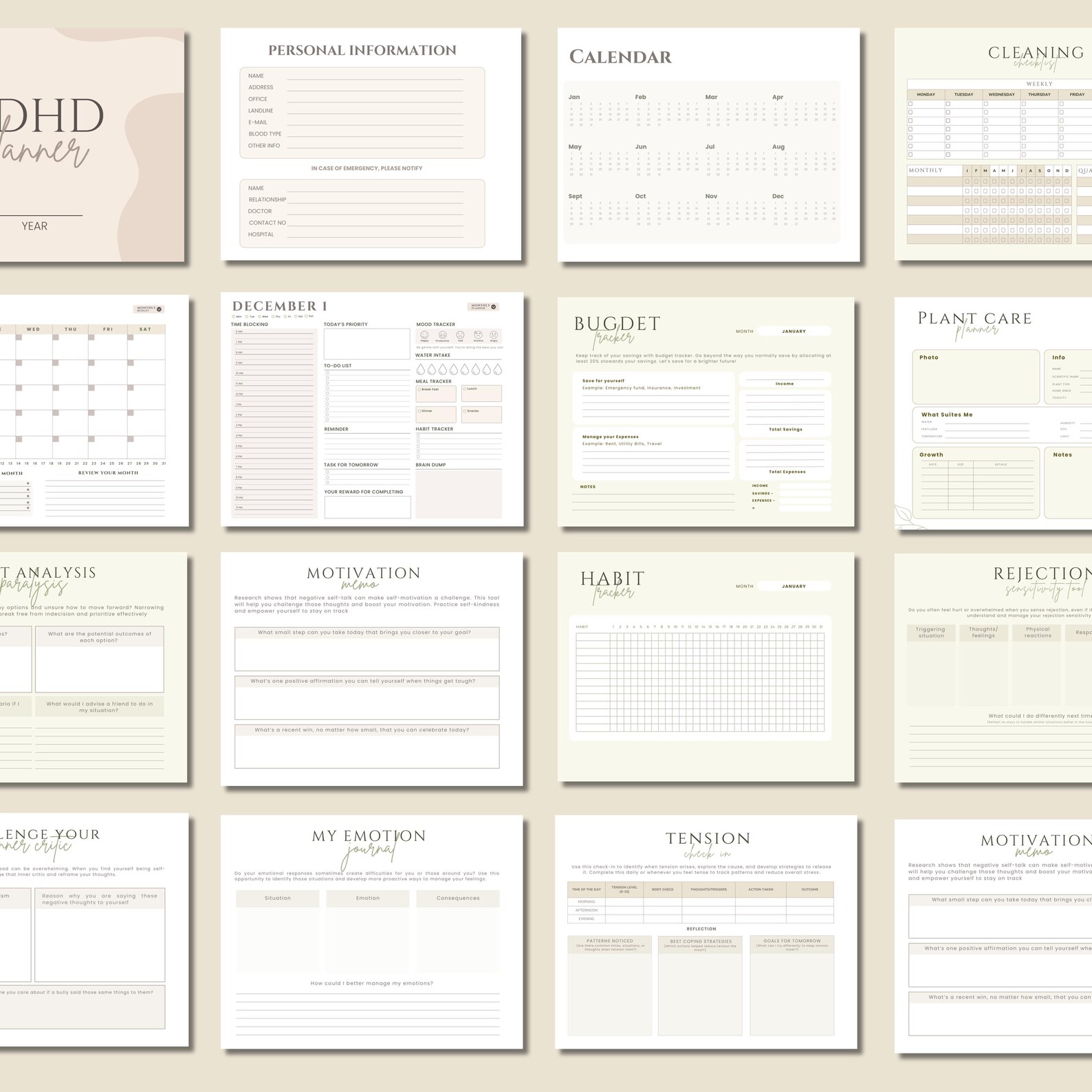 Undated ADHD Digital Planner, Daily Weekly Monthly Layouts, Goodnotes ...