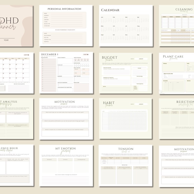 Undated ADHD Digital Planner, Daily Weekly Monthly Layouts, Goodnotes ...