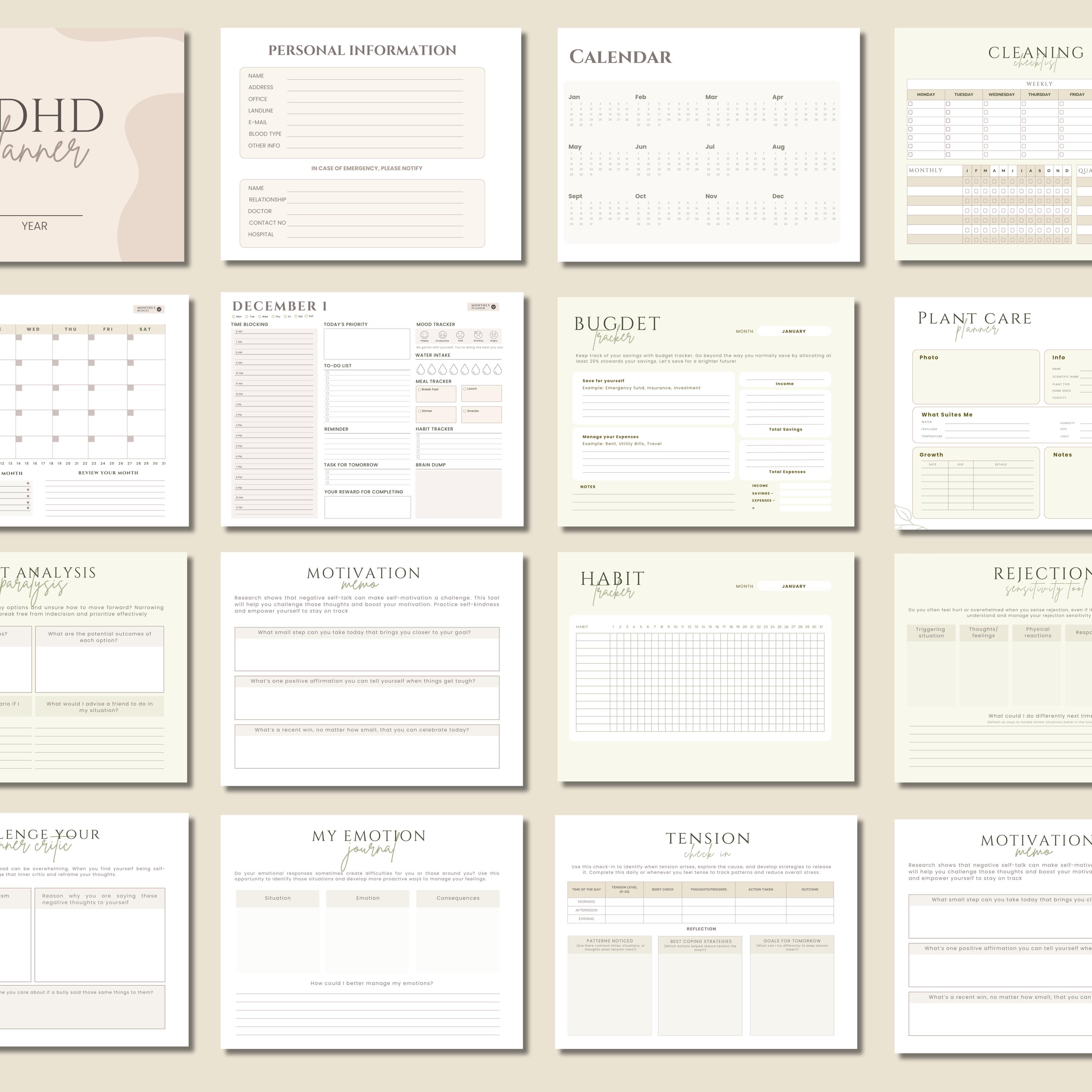 Undated ADHD Digital Planner, Daily Weekly Monthly Layouts, Goodnotes ...
