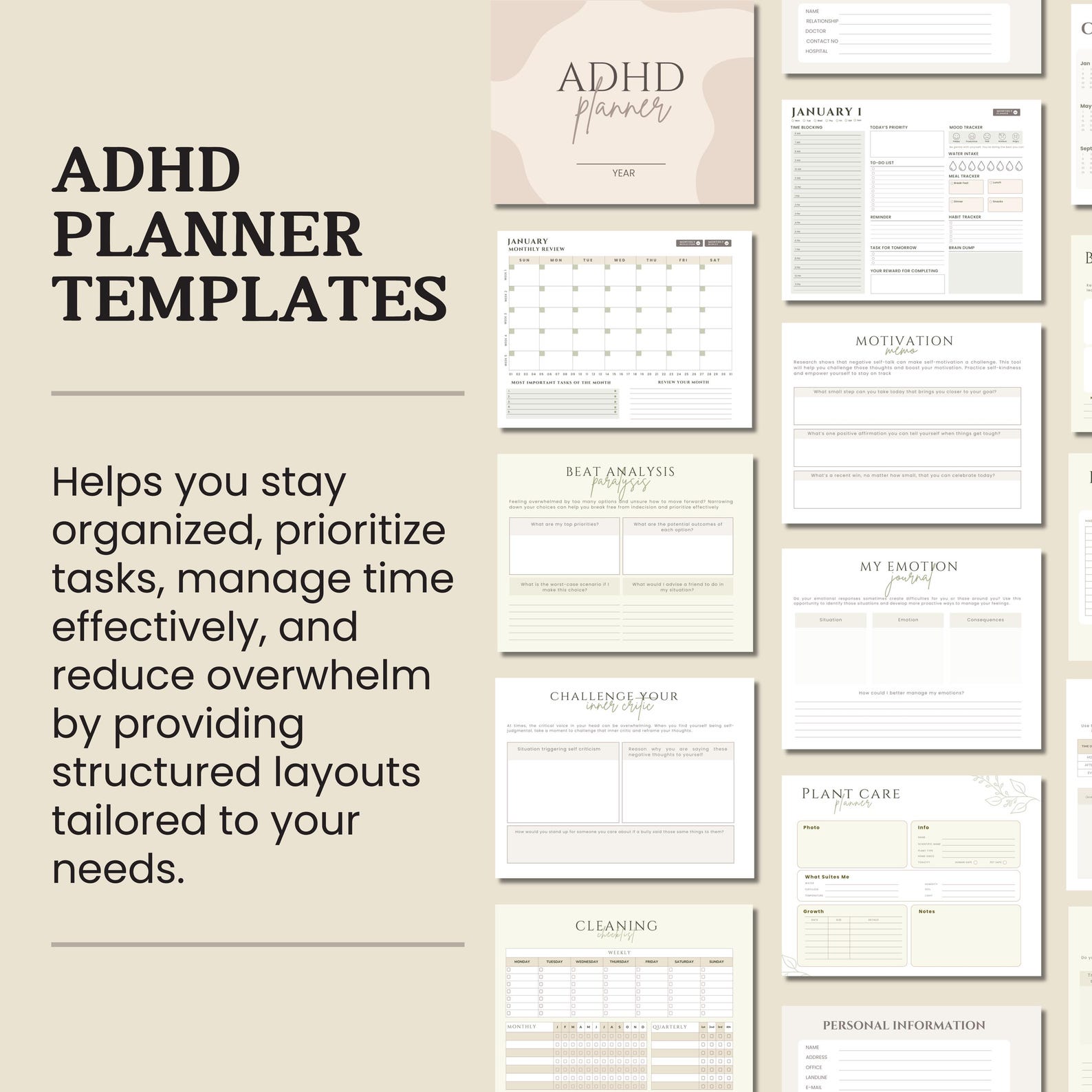 Undated ADHD Digital Planner, Daily Weekly Monthly Layouts, Goodnotes ...