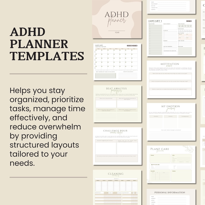 Undated ADHD Digital Planner, Daily Weekly Monthly Layouts, Goodnotes ...