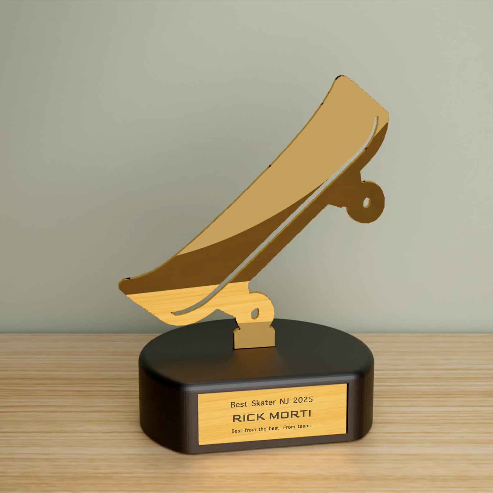 Personalized Skater Trophy: Engraved Award, Golden Skateboard, Custom ...