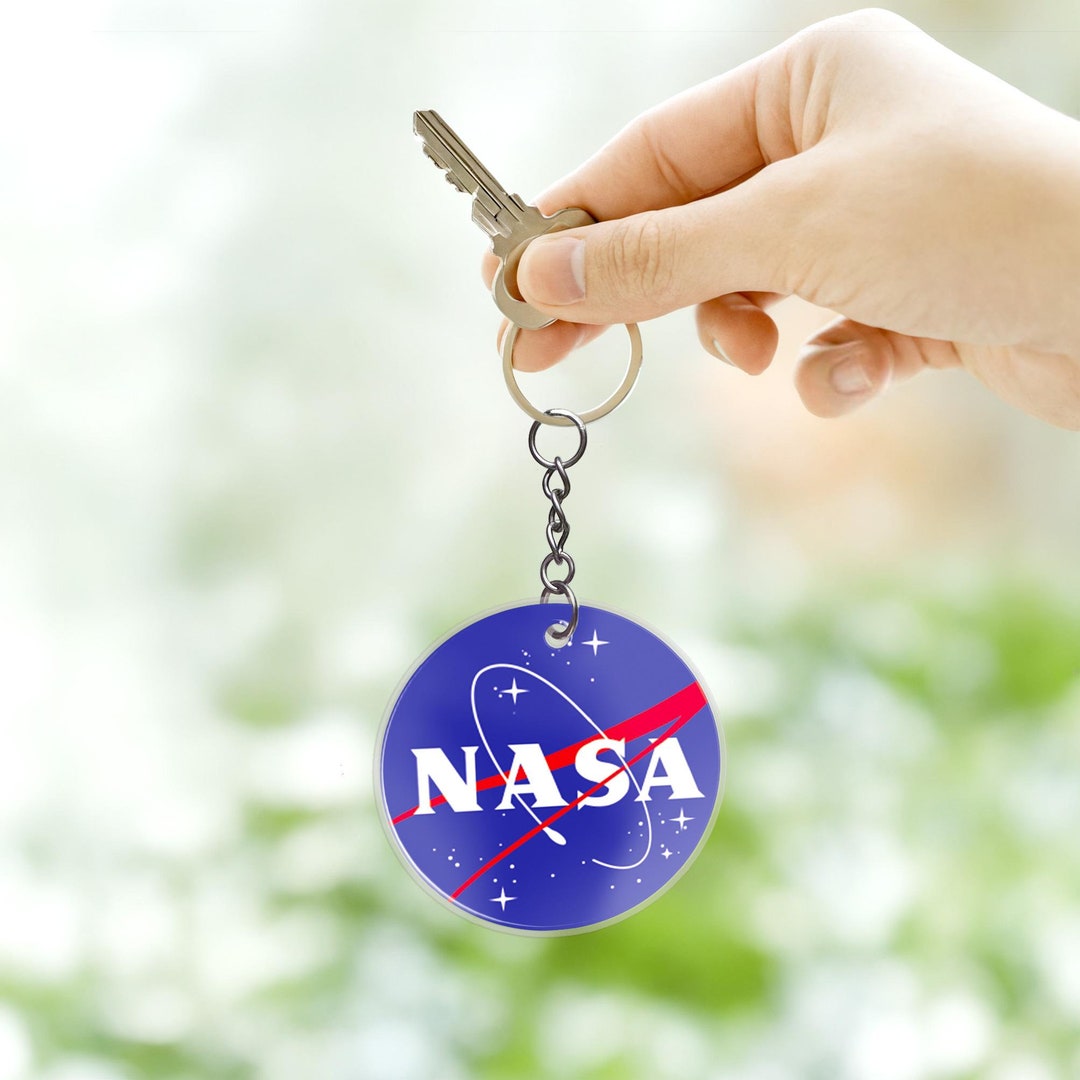 NASA Logo Keychain Holder Charm Two Sided Color Print, Thin and Light ...
