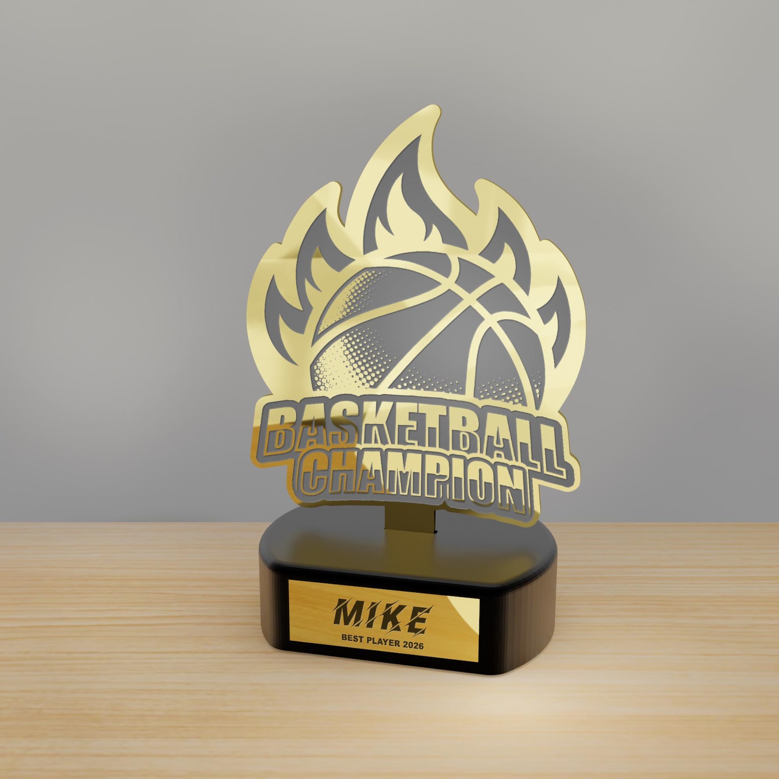 Custom Basketball Flame Trophy – Personalized Gold Award for Champions ...