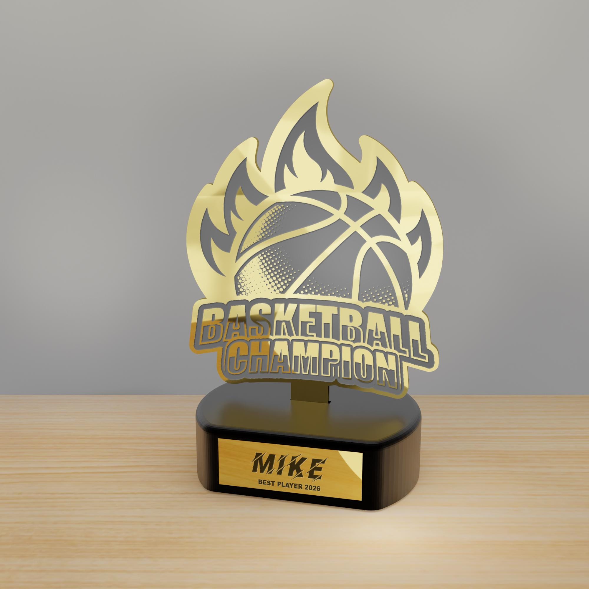 Custom Basketball Flame Trophy – Personalized Gold Award for Champions ...
