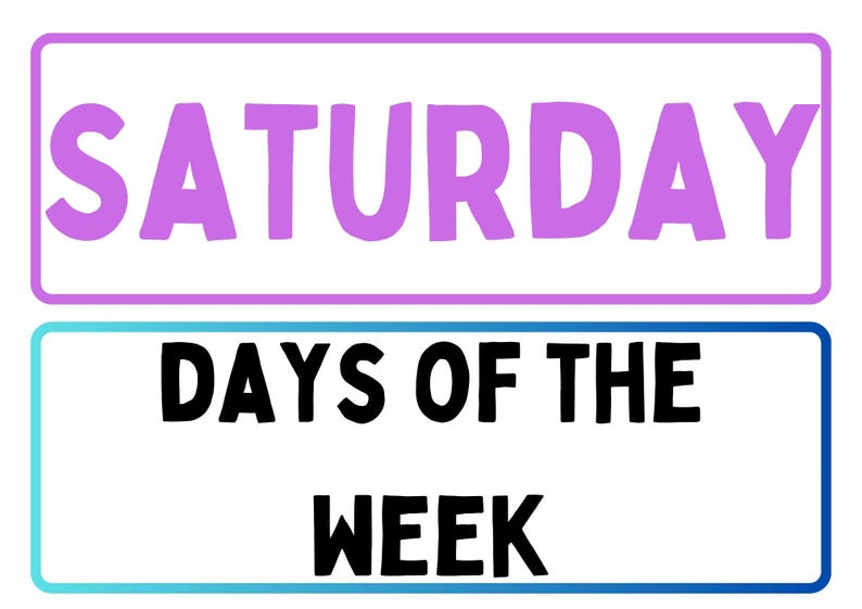 Days of the Week Flashcards sunday to Saturday - Etsy