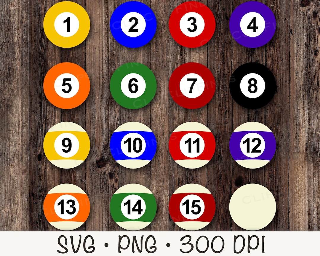 Pool Billiard Balls, 8 Ball, SVG, PNG, Clip Art, Instant Digital ...