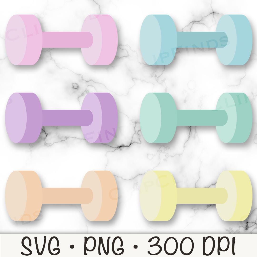 Dumbbells SVG, Pastel Dumbbells Clip Art, Dumbbells PNG, Cute Dumbbells ...