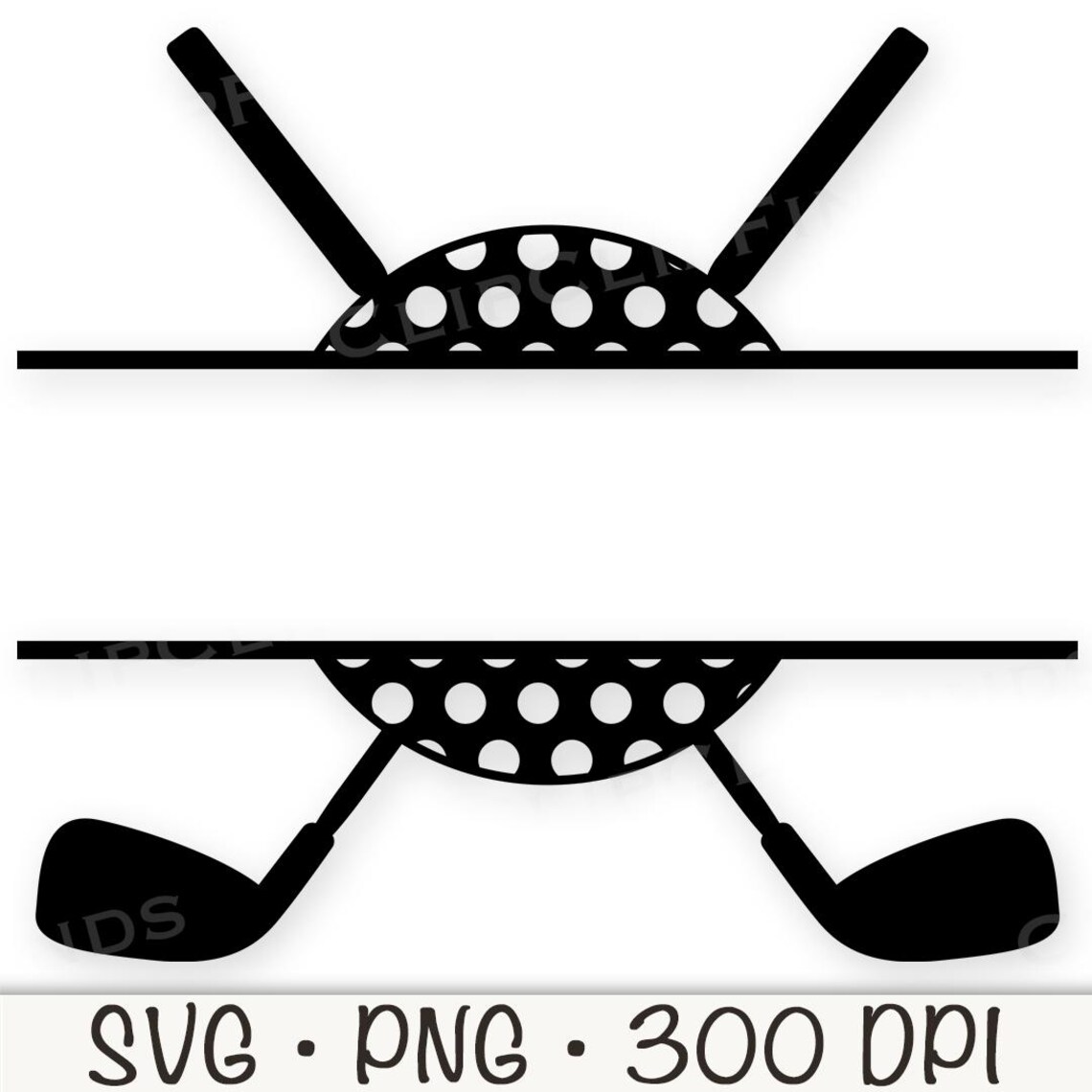 Crossed Golf Clubs Monogram SVG, Golf Split Name Frame SVG, PNG, Golf ...