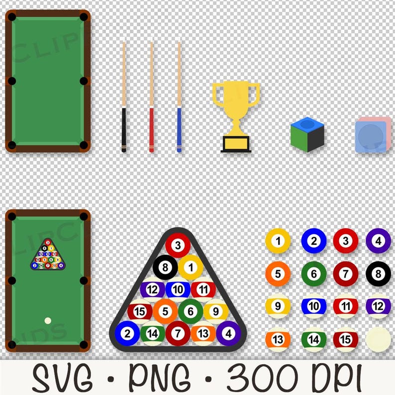 Billiards Clipart, Pool Hall PNG, 8 Ball, Billiard Triangle, Billiard ...