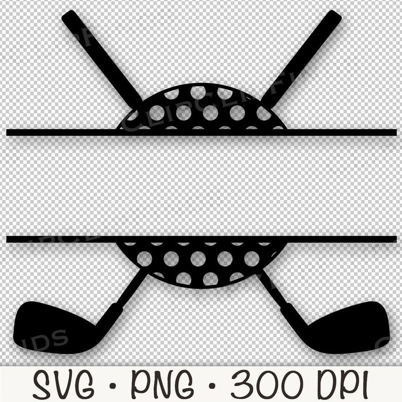Crossed Golf Clubs Monogram SVG, Golf Split Name Frame SVG, PNG, Golf ...
