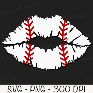 Baseball Lips SVG Vector Cut File, Baseball Kiss PNG, Baseball ...