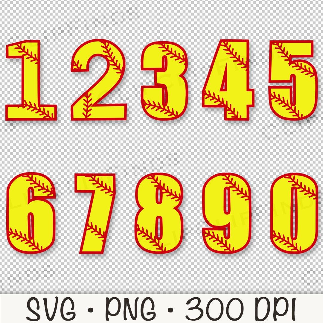 Softball Numbers PNG, Softball Numbers SVG, Softball Number Sublimation ...