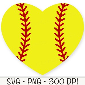 Softball Heart SVG, Softball Heart PNG, Softball Love, Softball Mom ...
