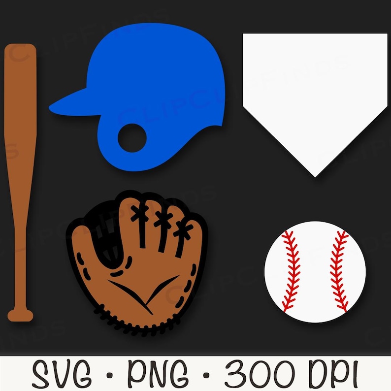 Baseball SVG Bundle, Baseball Helmet, Glove, Home Base, Bat, PNG ...