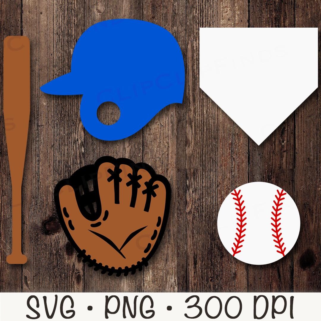 Baseball SVG Bundle, Baseball Helmet, Glove, Home Base, Bat, PNG ...