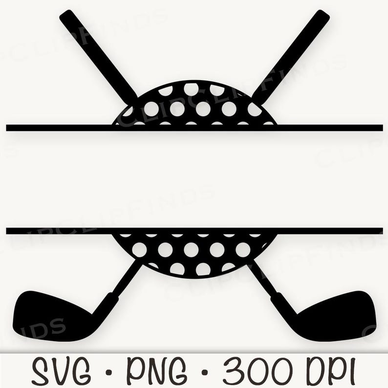 Crossed Golf Clubs Monogram SVG, Golf Split Name Frame SVG, PNG, Golf ...