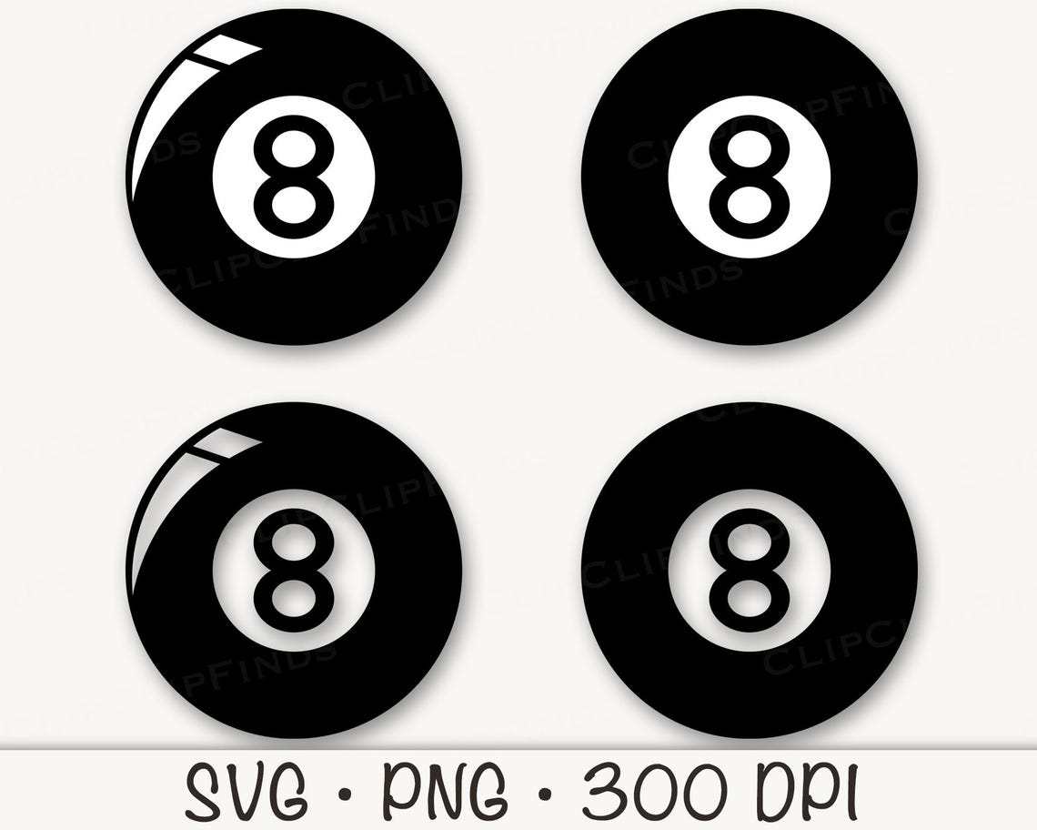 8 Ball SVG, Pool Billiards Clip Art PNG, Silhouette 8 Ball Shape ...
