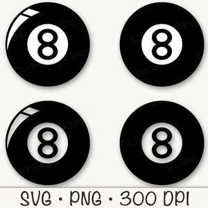 8 Ball SVG, Pool Billiards Clip Art PNG, Silhouette 8 Ball Shape ...