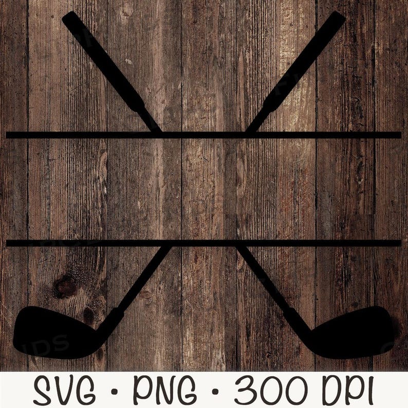 Crossed Golf Clubs Monogram SVG, Golf Split Name Frame SVG, PNG, Golf ...