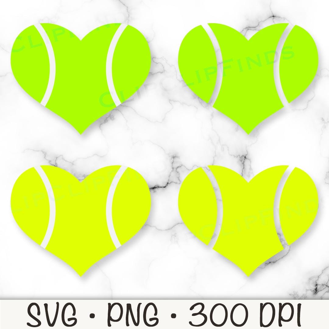 Tennis Ball Heart, Tennis Ball, SVG Vector Cut File, PNG Transparent ...