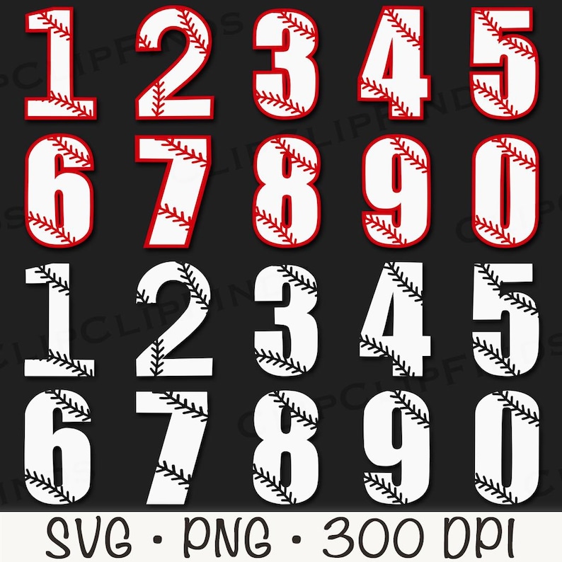Baseball Numbers SVG, Baseball Numbers PNG, Baseball Stitch Numbers ...