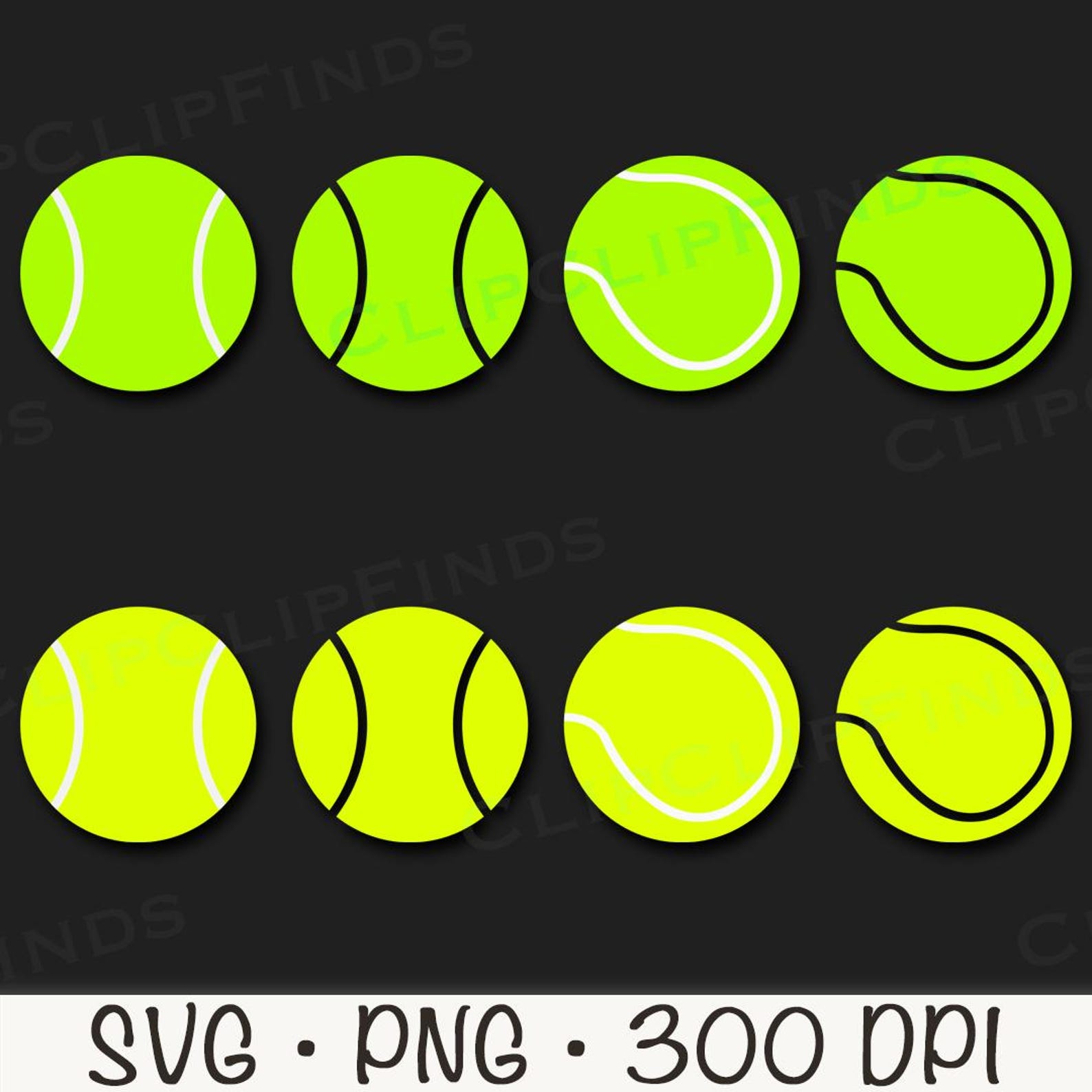 Tennis Ball SVG, Vector Cut File, PNG Transparent Background ...