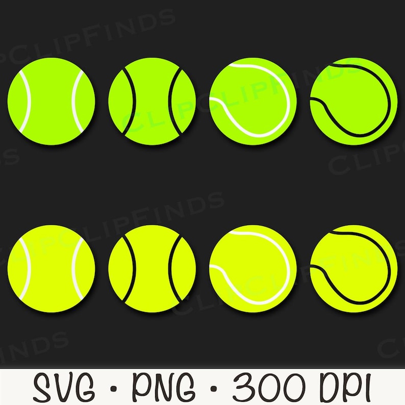 Tennis Ball SVG, Vector Cut File, PNG Transparent Background ...
