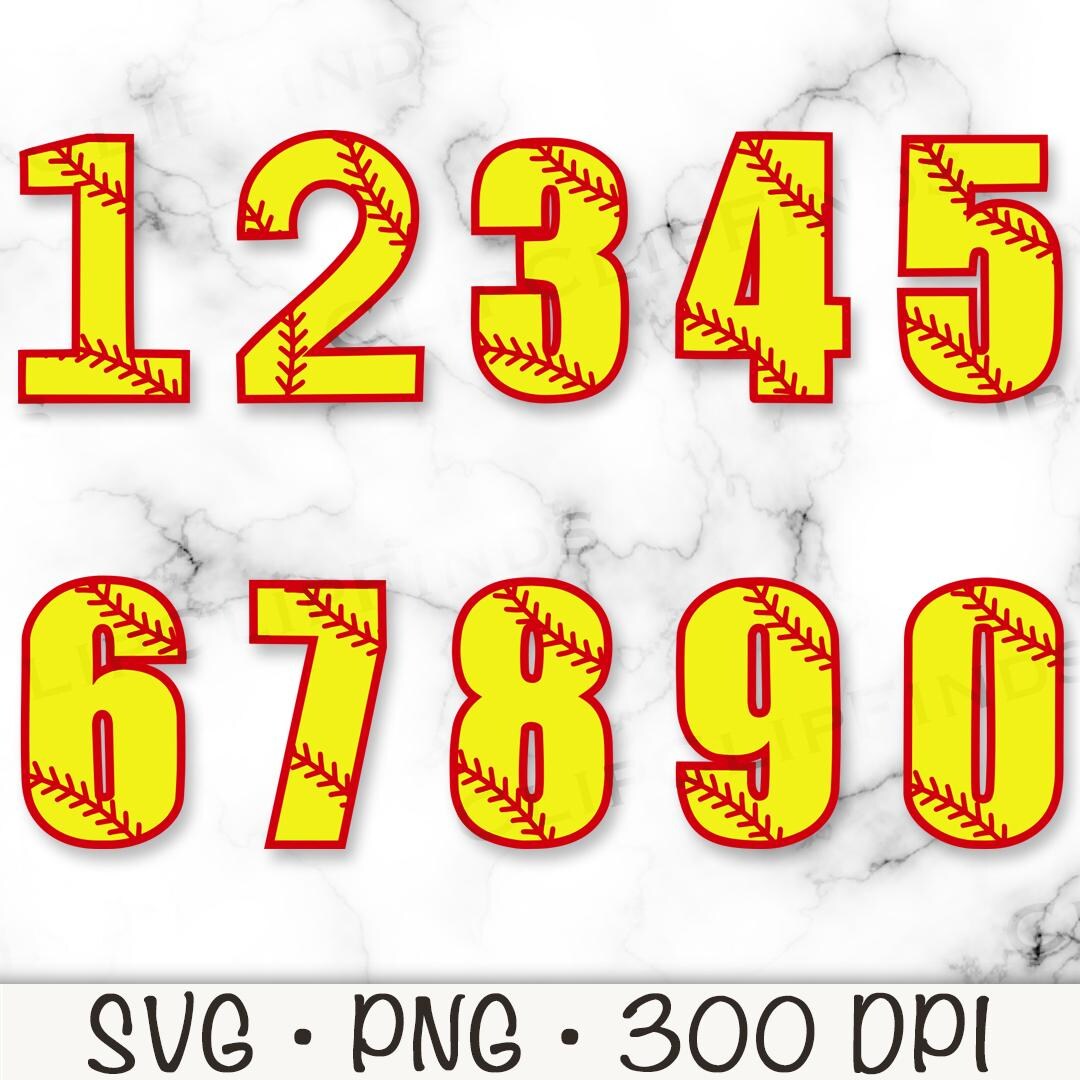 Softball Numbers PNG, Softball Numbers SVG, Softball Number Sublimation ...