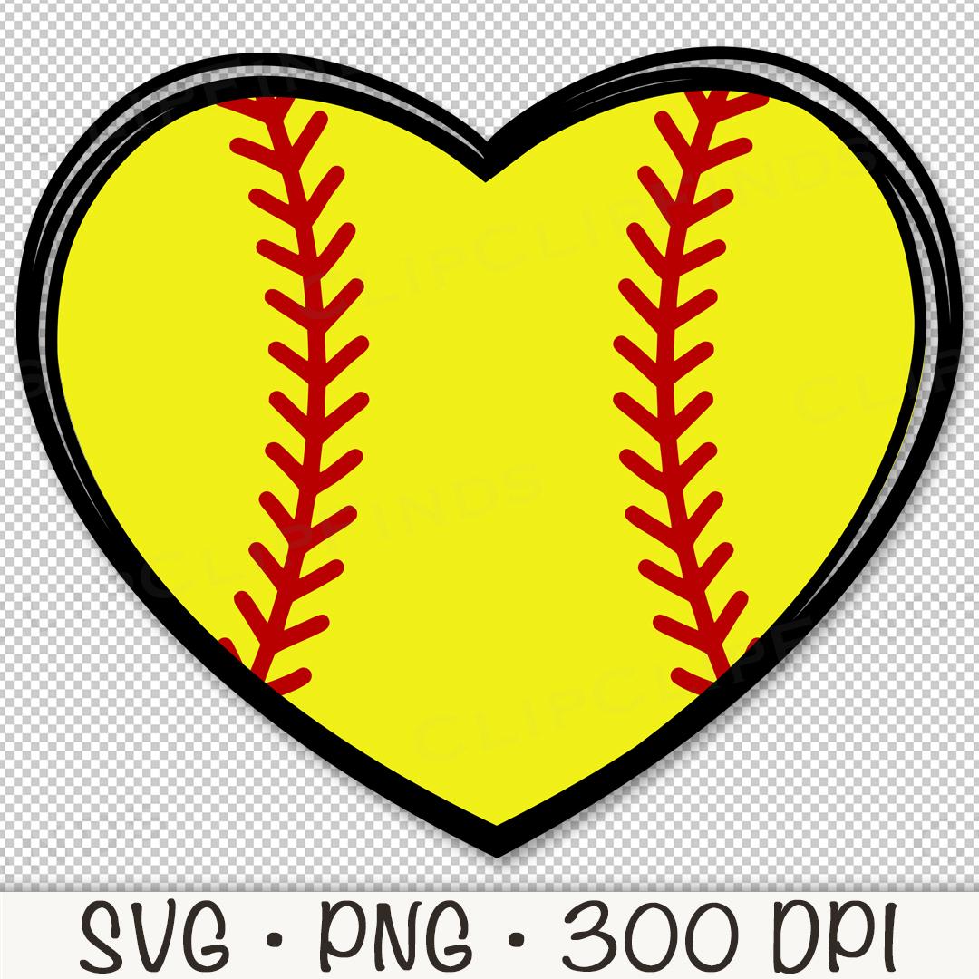 Softball Heart SVG, Softball Heart PNG, Doodle Outline, Softball Love ...