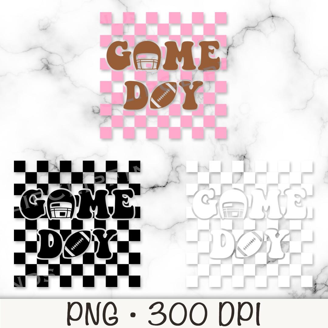 Game Day PNG, Football Game Day PNG, Retro, Groovy Font, Checkerboard ...