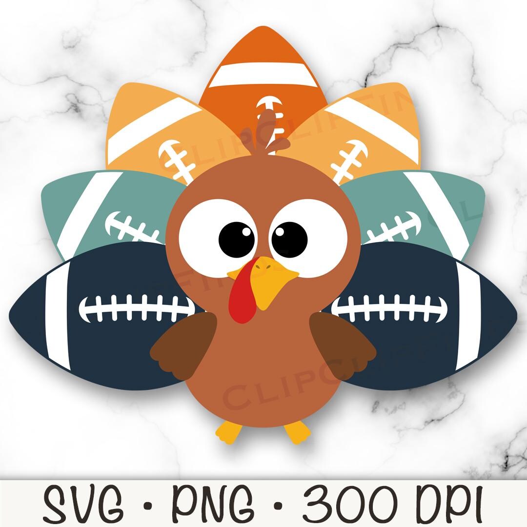 Cute Turkey With Football Feathers, Football Turkey SVG, American ...