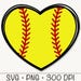 Softball Heart SVG, Softball Heart PNG, Doodle Outline, Softball Love ...