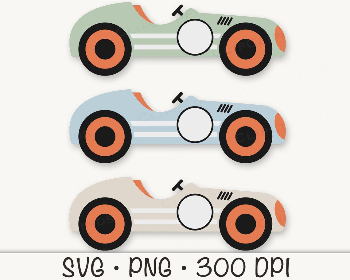 Race Cars PNG, Retro Vintage Race Cars SVG, Beige, Mint Green, Light ...