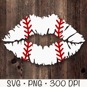 Baseball Lips SVG Vector Cut File, Baseball Kiss PNG, Baseball ...