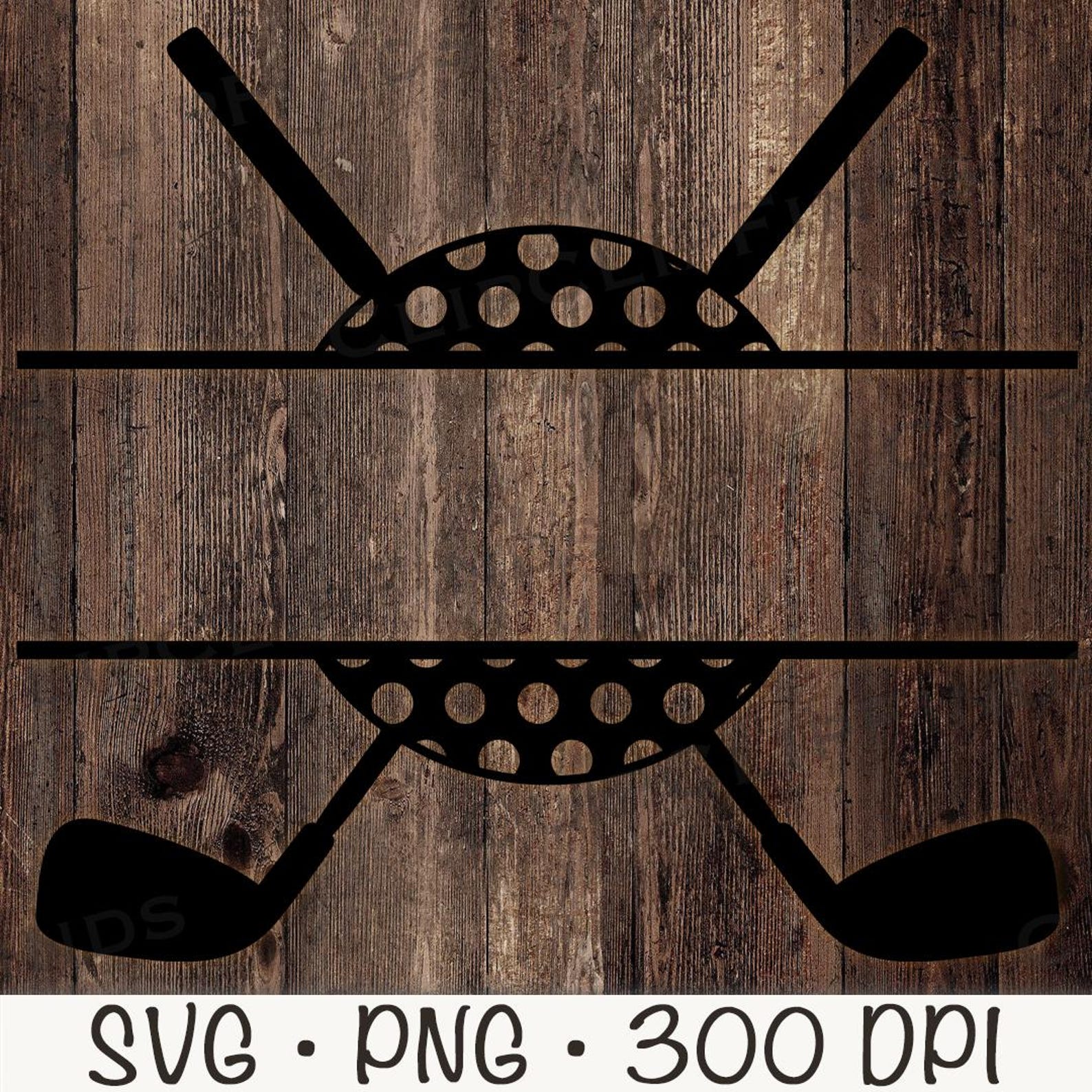 Crossed Golf Clubs Monogram SVG, Golf Split Name Frame SVG, PNG, Golf ...