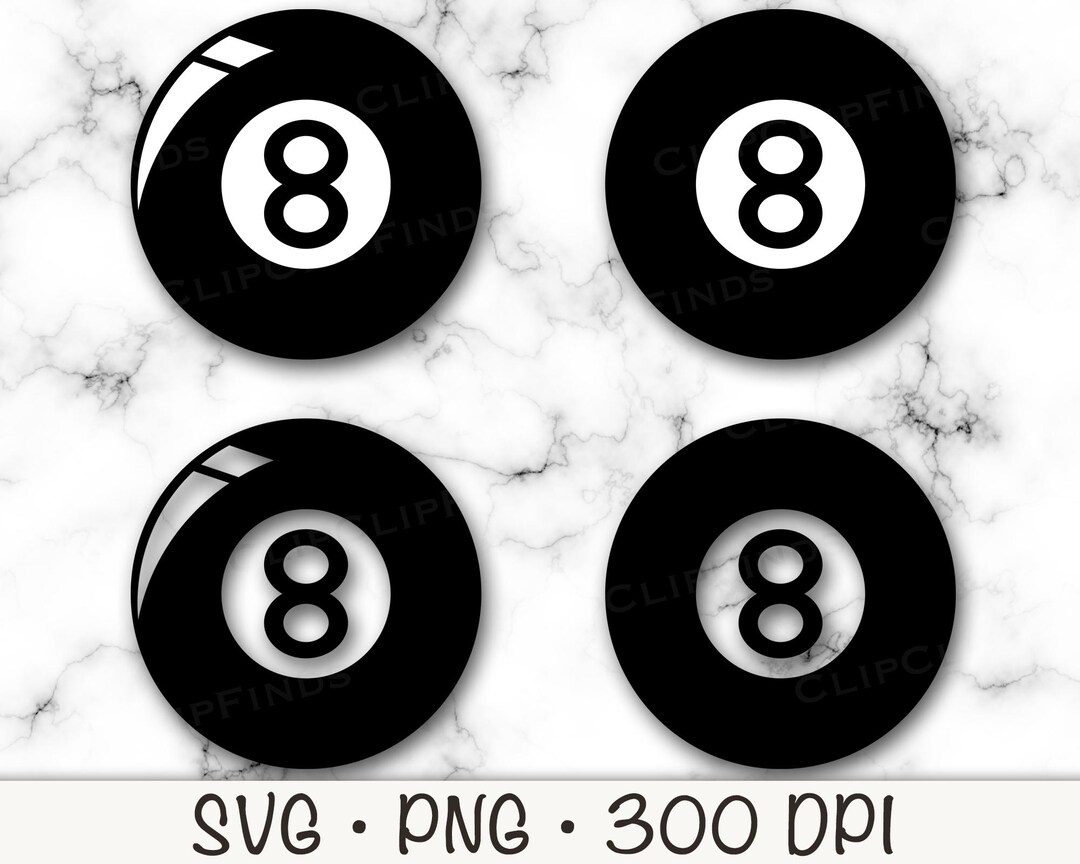 8 Ball SVG, Pool Billiards Clip Art PNG, Silhouette 8 Ball Shape ...