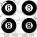 8 Ball SVG, Pool Billiards Clip Art PNG, Silhouette 8 Ball Shape ...