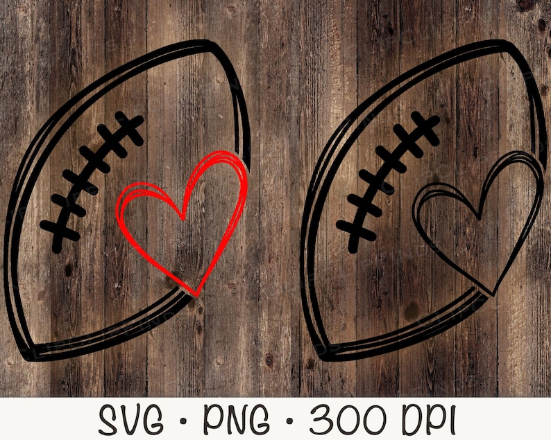 Football Love Outline Doodle, Football With Heart, Football SVG Vector ...