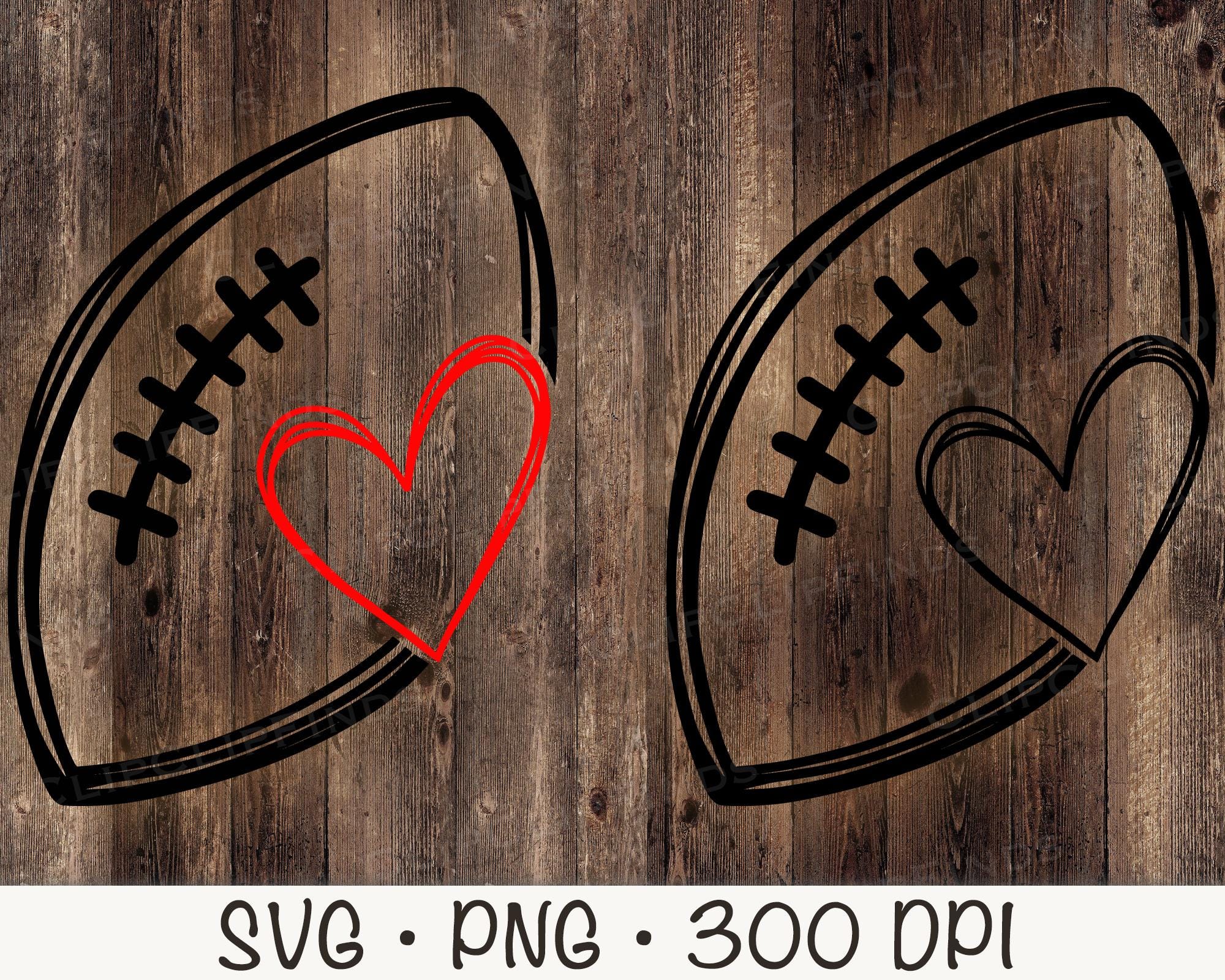 Football Love Outline Doodle, Football With Heart, Football SVG Vector ...