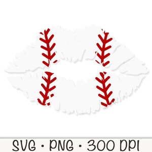 Baseball Lips SVG Vector Cut File, Baseball Kiss PNG, Baseball ...