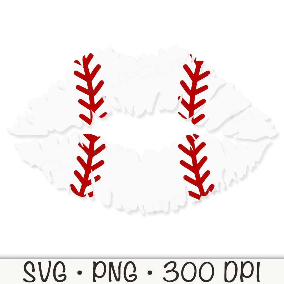 Baseball Lips SVG Vector Cut File, Baseball Kiss PNG, Baseball ...