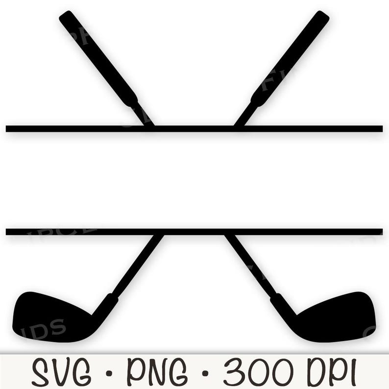 Crossed Golf Clubs Monogram SVG, Golf Split Name Frame SVG, PNG, Golf ...