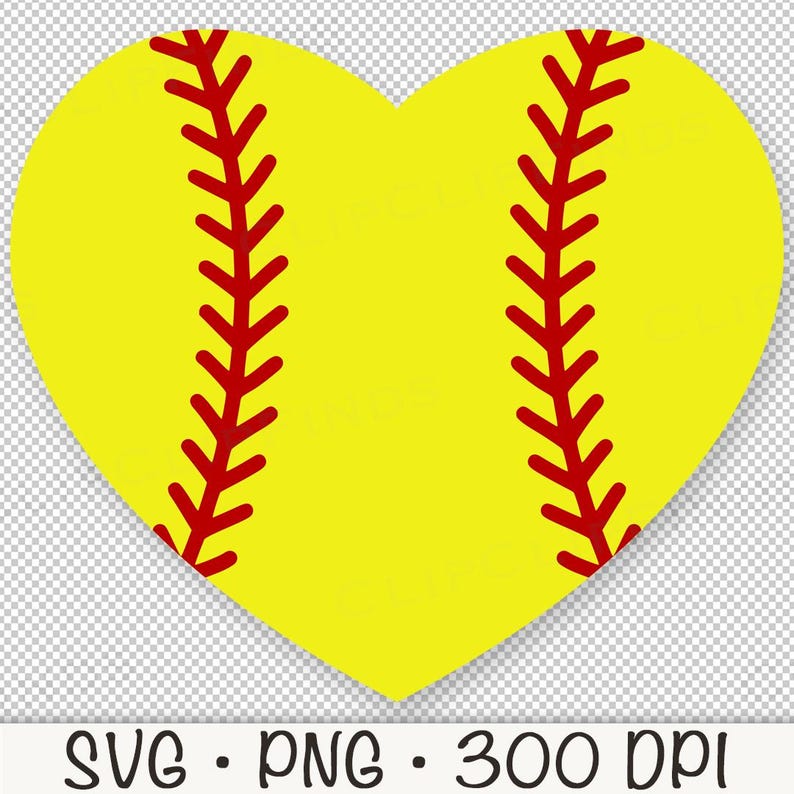 Softball Heart SVG, Softball Heart PNG, Softball Love, Softball Mom ...