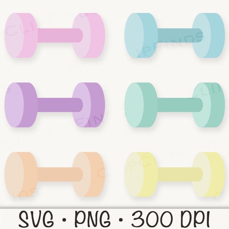 Dumbbells SVG, Pastel Dumbbells Clip Art, Dumbbells PNG, Cute Dumbbells ...