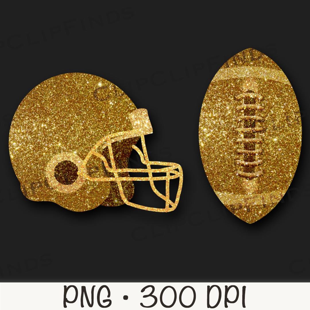 Gold Glitter Football and Helmet PNG, Football Helmet Sublimation ...
